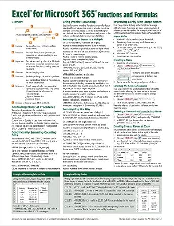 Amazon.com: Excel for Microsoft 365 Functions & Formulas Quick Reference - Windows Version (4 ...