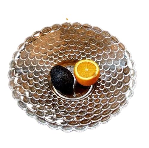 Buy LIMBOLI Crystal Glass Transparent Classic Bubble Fruit Bowl Plate ...