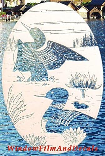 Amazon.com: Loon Scene Oval Etched Window Decal Vinyl Glass Cling - 10. ...