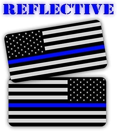 Amazon.com: (2) Thin Blue Line REFLECTIVE Stealthy Police American Flag ...