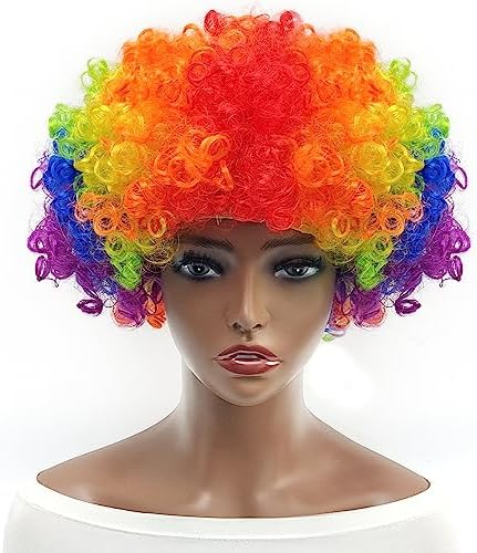 Amazon.com: Everfun Fluffy Afro Short Curly Wig for Women Men Cosplay ...