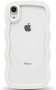 Amazon.com: Anuck for iPhone XR Case Wavy Edge Clear Back Design, Anti-Slip Grip Cute Wave Curly ...