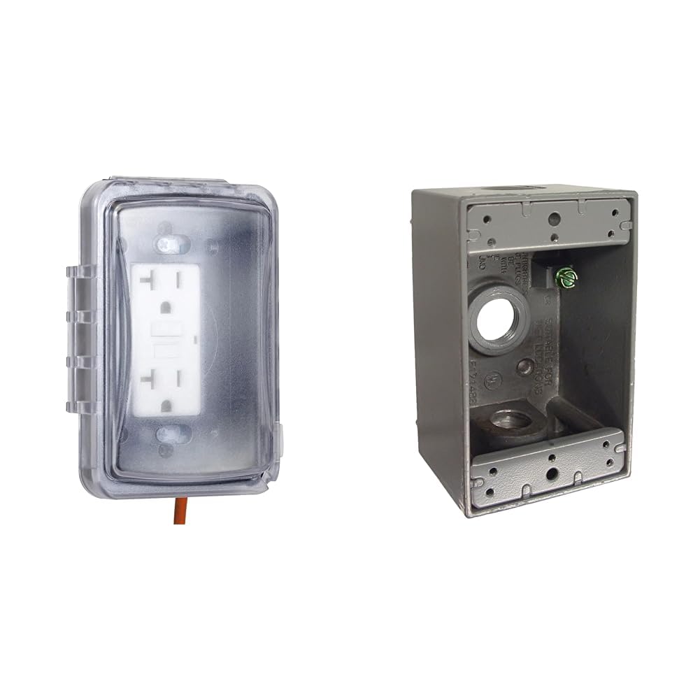 TayMac MM110C Weatherproof Single Outlet Outdoor Receptacle Cover, 5/8 ...