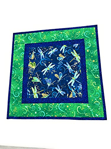Amazon.com: Dragonfly Blue Green Table Topper Quilted Large Square ...
