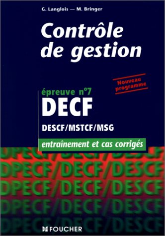 Amazon.com: DECF DESCF/MSTCF/MSG EPREUVE N° 7 CONTROLE DE GESTION ...