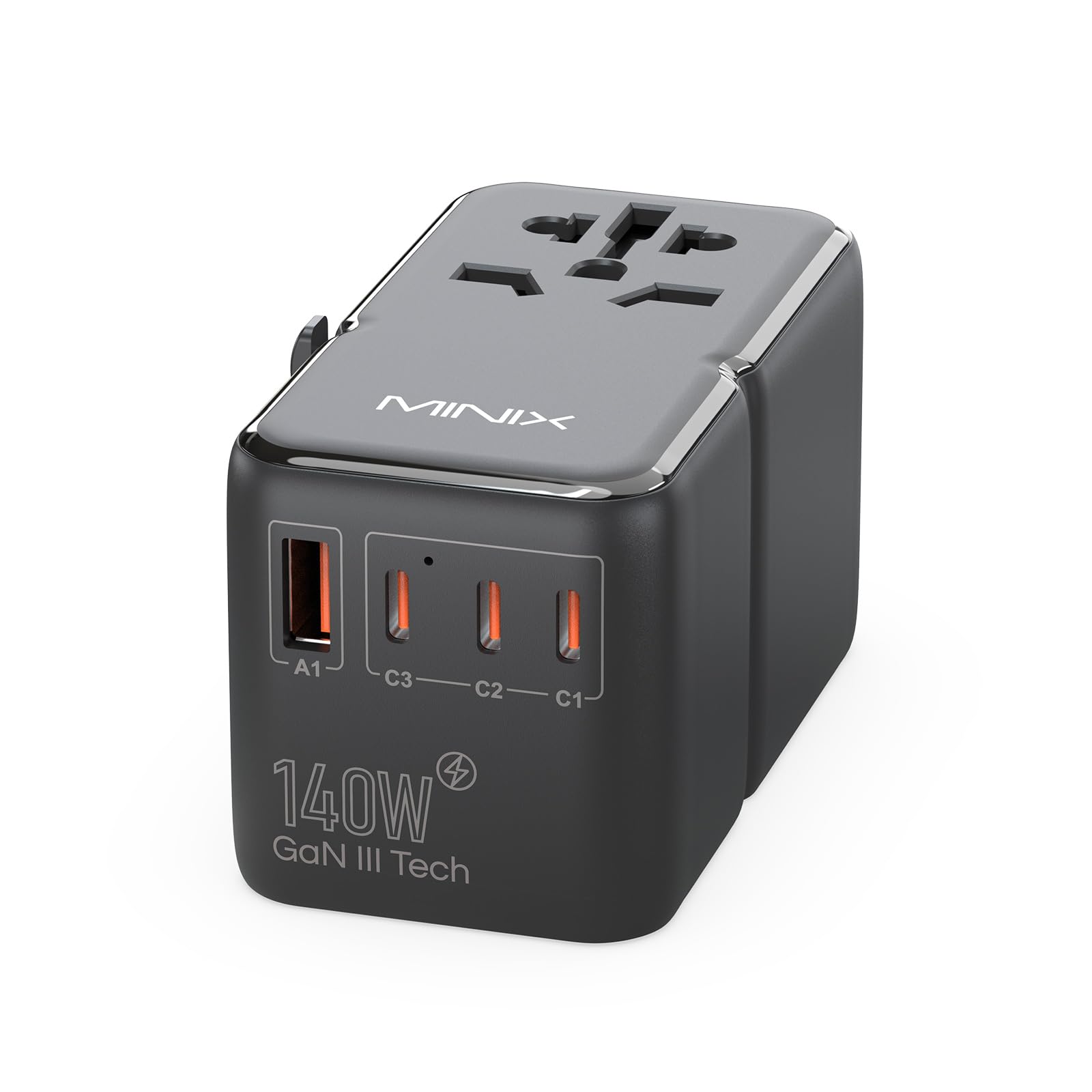 Amazon.com: MINIX TP140 Universal Travel Adapter with 140W PD Ports GaN ...