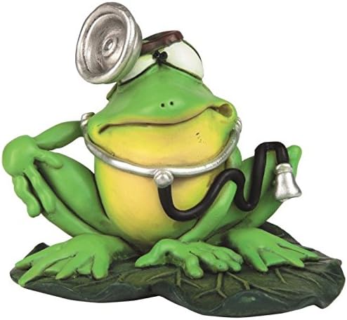Amazon.com: 3.5 Inch Green Doctor Frog on Lily Pad Figurine with ...
