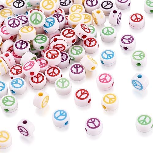 Amazon.com: Beadthoven 100pcs Opaque Acrylic Peace Sign Beads 16mm ...
