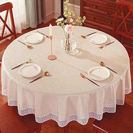 JSJSYO Round Tablecloth Wipe Clean 180cm Waterproof Wrinkle Free Stain ...