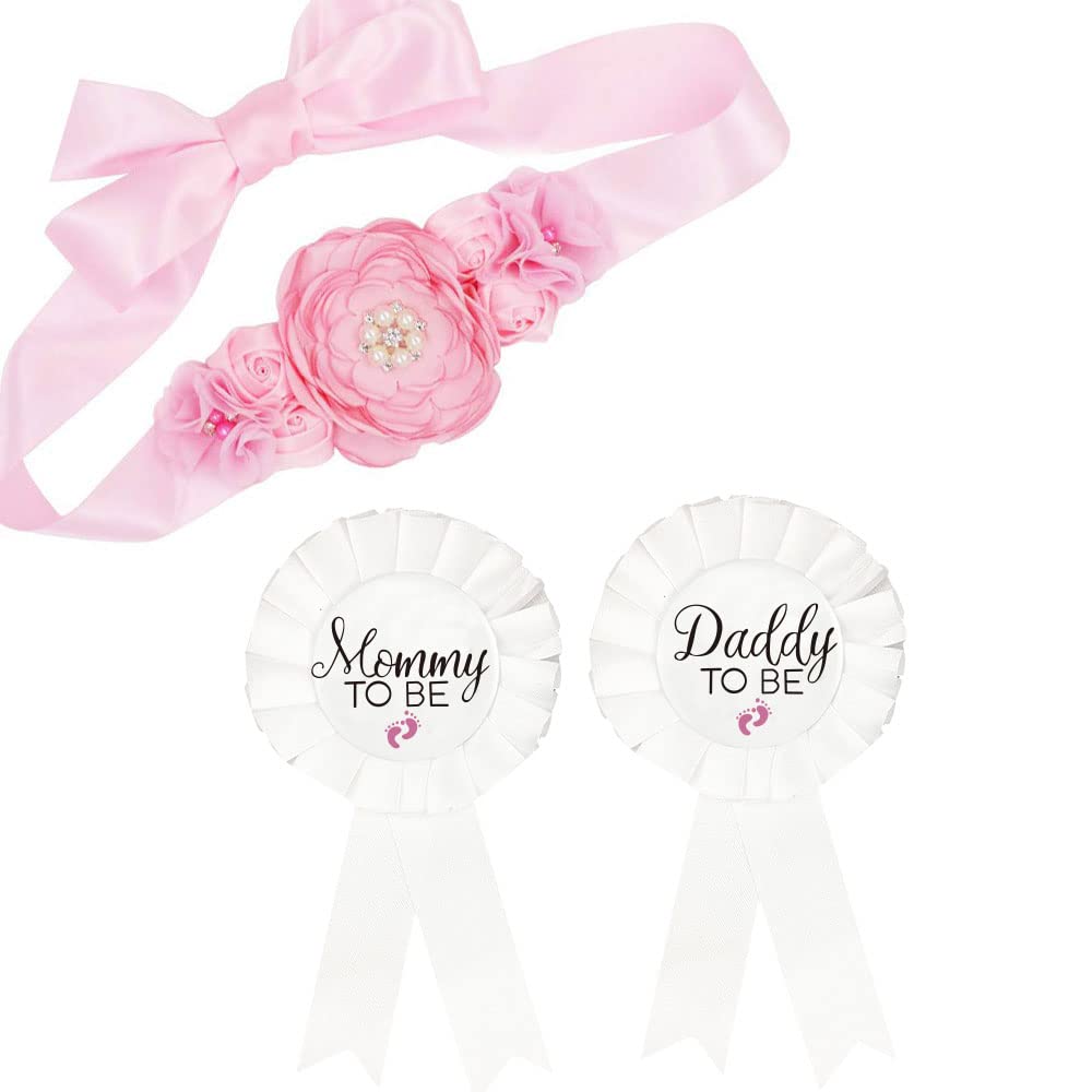 Amazon.com : CoolerthingsDG, 3pcs 2 badges white and a Belly Belt Pink ...