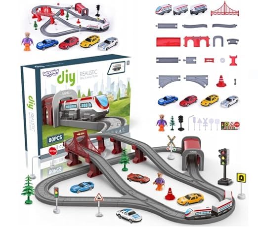 Buy Ramokdu DIY Realistic Track and Train for Kids, DIY 80pcs Remote ...