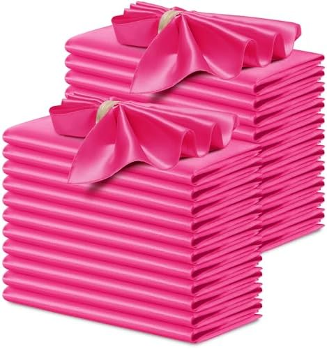 Amazon.com: 60 Pcs Silk Pink Napkins Cloth Pink Satin Silky Napkins for ...