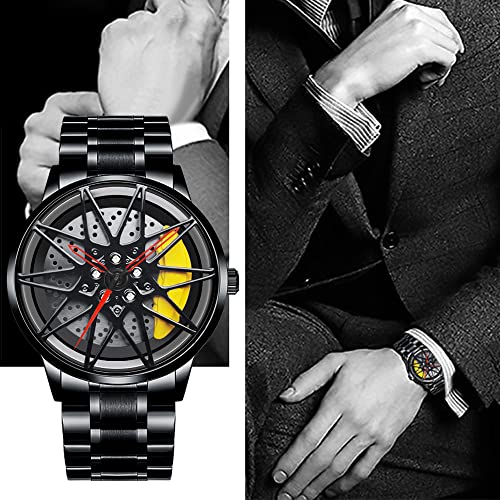 BOYADKA Car Wheel Watches for Men,Waterproof Stainless Steel Japanese ...