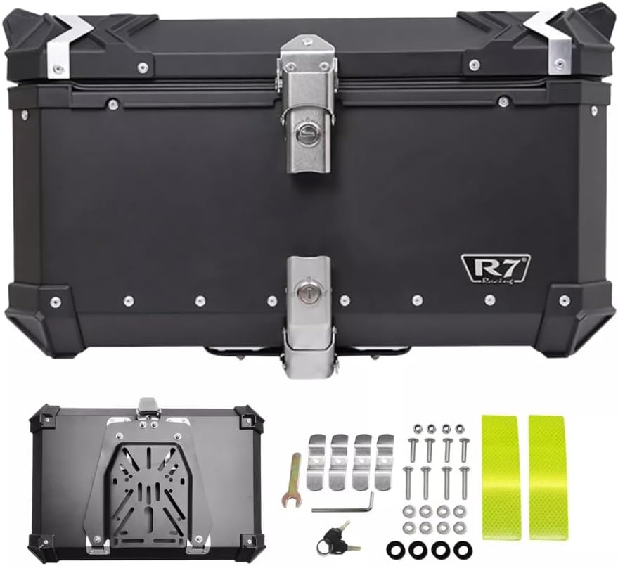 Caja Para Moto Trasero R7 Racing Aluminio Negro 65 Lts : Amazon.com.mx ...