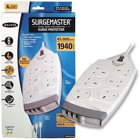 Belkin Irish SurgeMaster, 6-Way, Tel/Fax/Modem Protection, 4m Cable ...