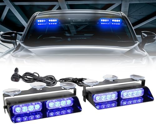 Amazon.com: Afurkuot Blue LED Emergency Dash Strobe Light Traffic ...