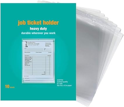 Amazon.com : 1InTheOffice Job Ticket Holders, 9" x 12", Clear, 10/Pack ...