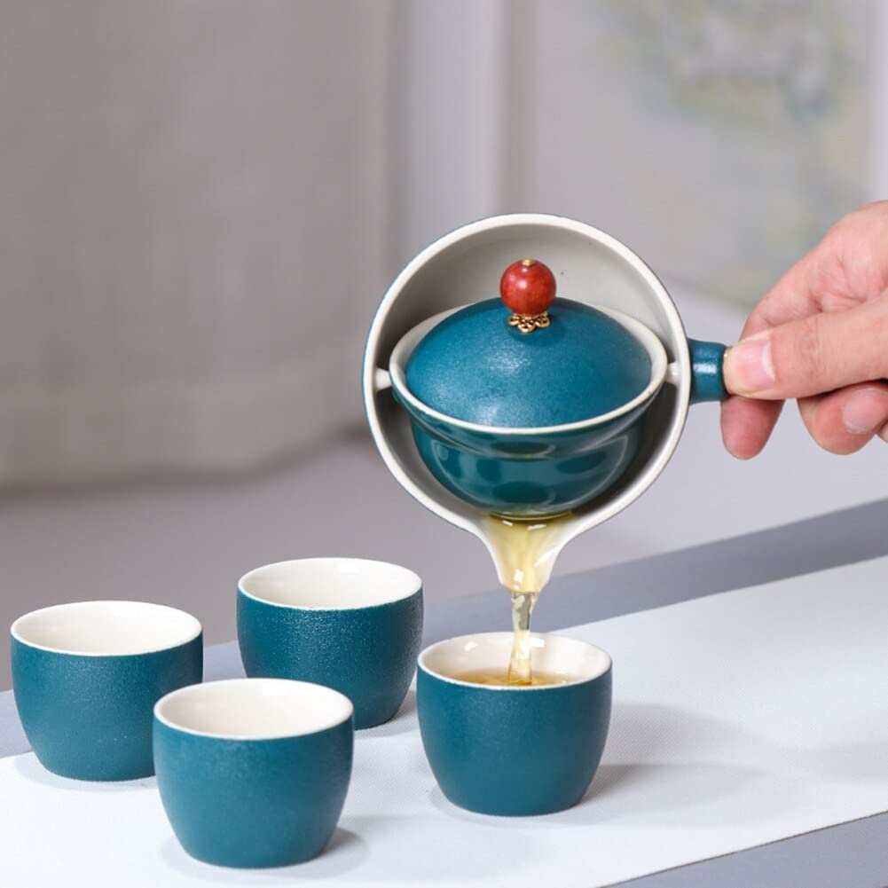 Portable Tea Set With Rotating Tea Maker - Portable 4-Cup Set In ...