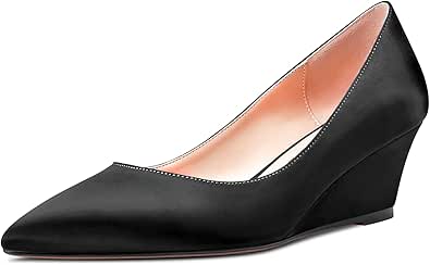 Amazon.com | Aachcol Women Wedge Pumps Pointed Toe Mid Heel Slip-on ...