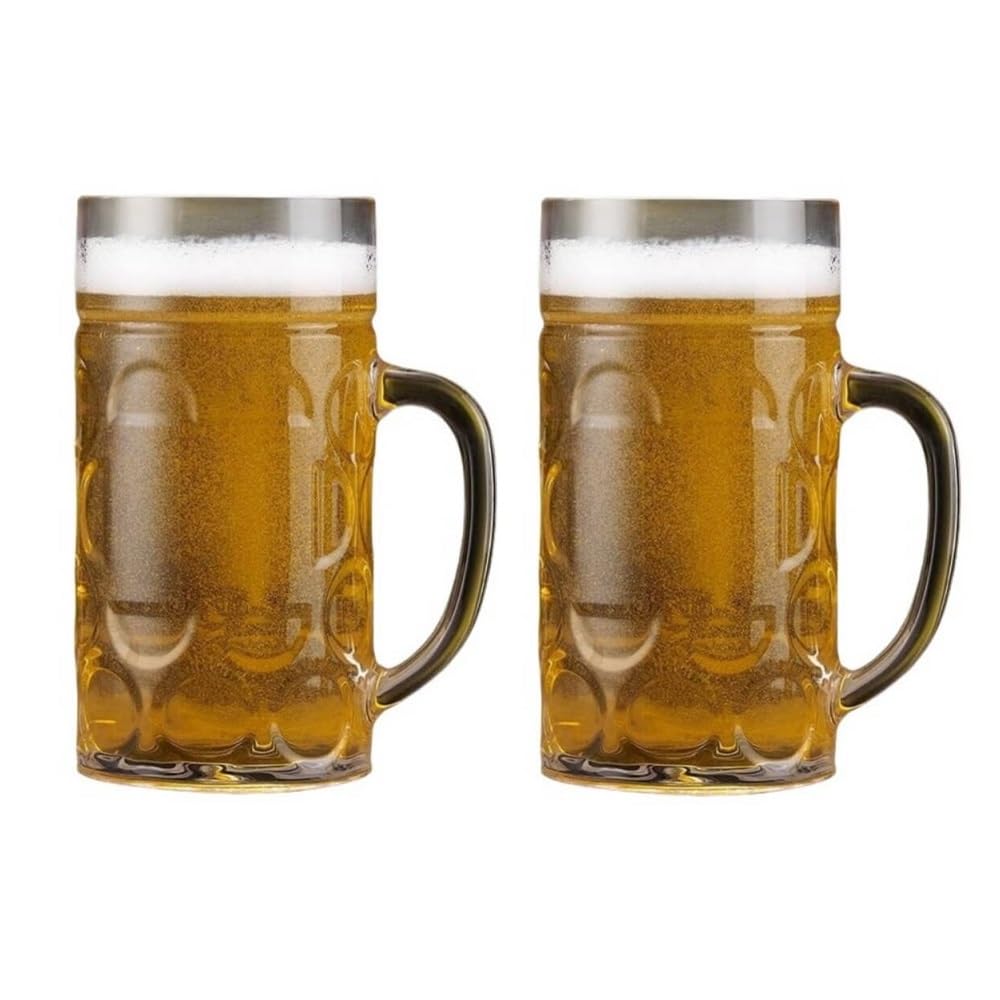 Amazon.com | Komost 38oz Large Plastic Beer Mugs with Handles Set of 2 ...