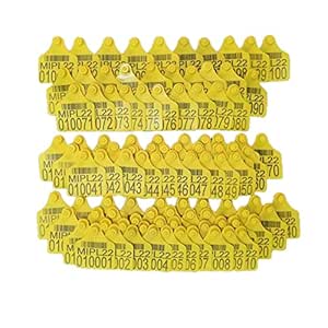 Macpole Animal Ear Tag for Cattle TPU with Number and Barcode (100 Pcs ...