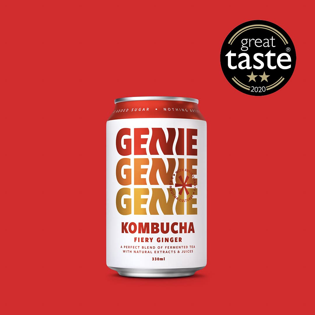 Genie Kombucha - Fiery Ginger Kombucha - Fermented Cultures - No Added ...