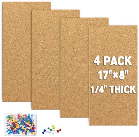 TUPARKA 4 Pack Cork Board Bulletin Boards 17"x8" - 1/4" Self-Adhesive ...