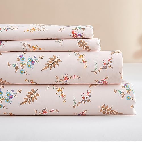 Amazon.com: HighBuy Full Size Sheet Sets Pink Floral Sheets - 4 Piece ...