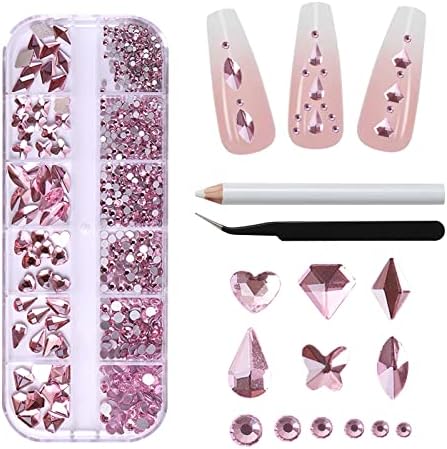 Amazon.com: qiipii 24 Styles Red Nail Rhinestones Multi-Shapes Ruby Red ...