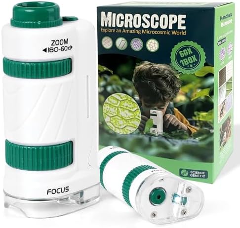 Kids Microscope, 180x Zoom Pocket Microscope for Kids, Portable ...