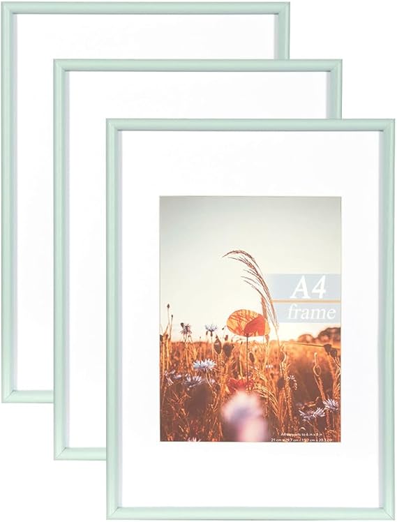 Baoee Blue Wooden Picture Frame A4 with Mount,Set of 3,Picture Frame ...