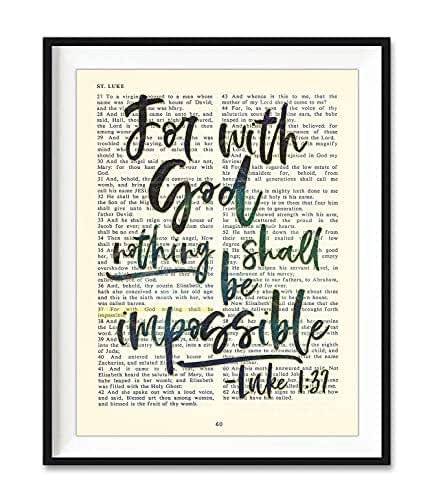 Amazon.com: For With God Nothing Shall Be Impossible - Luke 1:37 Art ...