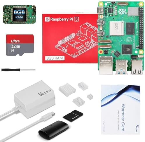Vemico Raspberry Pi 5 Kit con Alimentatore 27W 5.1V 5A Cacciavite ...