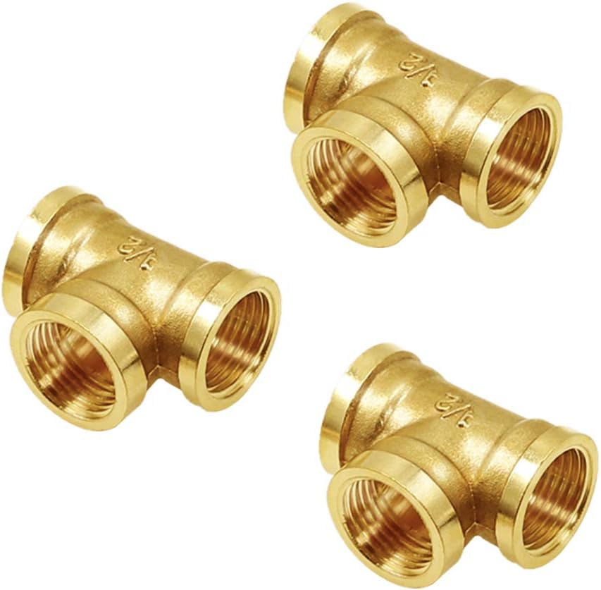 Amazon.com: Joywayus Brass Pipe Fittings 1/2”NPS Female Forged Tee Pipe ...