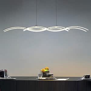 Modern LED Pendant Light Matte Silver Chandelier 80W Dimmable with ...