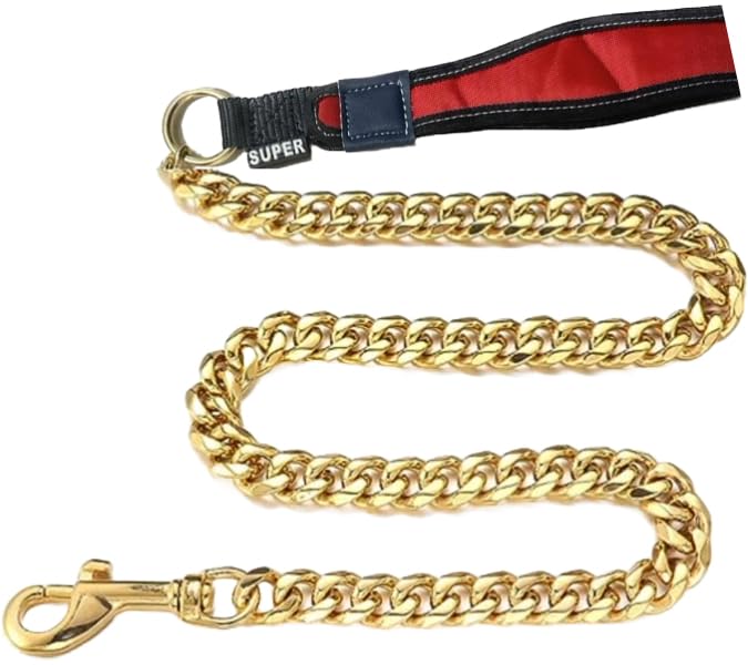 SUPER CHAIN Leash Chew Proof Strong Hook with Soft Padded Handle ...