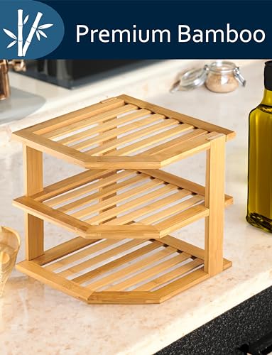 Snapklik.com : RoyalHouse Bamboo 3-Tier Corner Shelf Organizer For ...