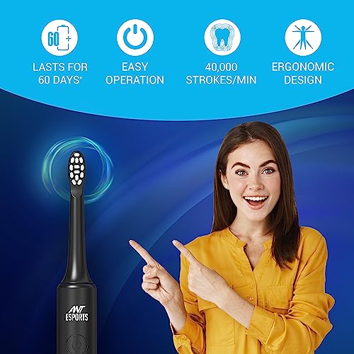 Ant Esports Alpha Pro Sonic Electric Toothbrush with 2 Brush Heads ...