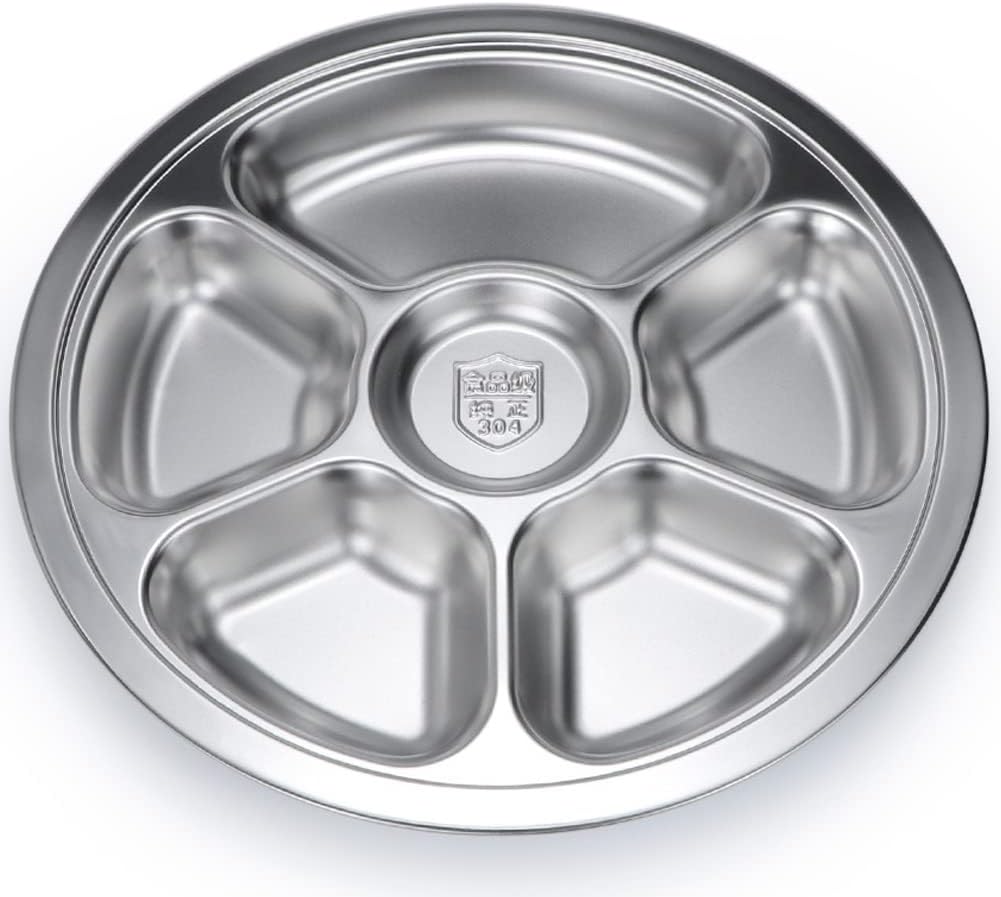 Amazon.com | Stainless Steel Divided Dinner Plate 6 sections Mess Trays ...