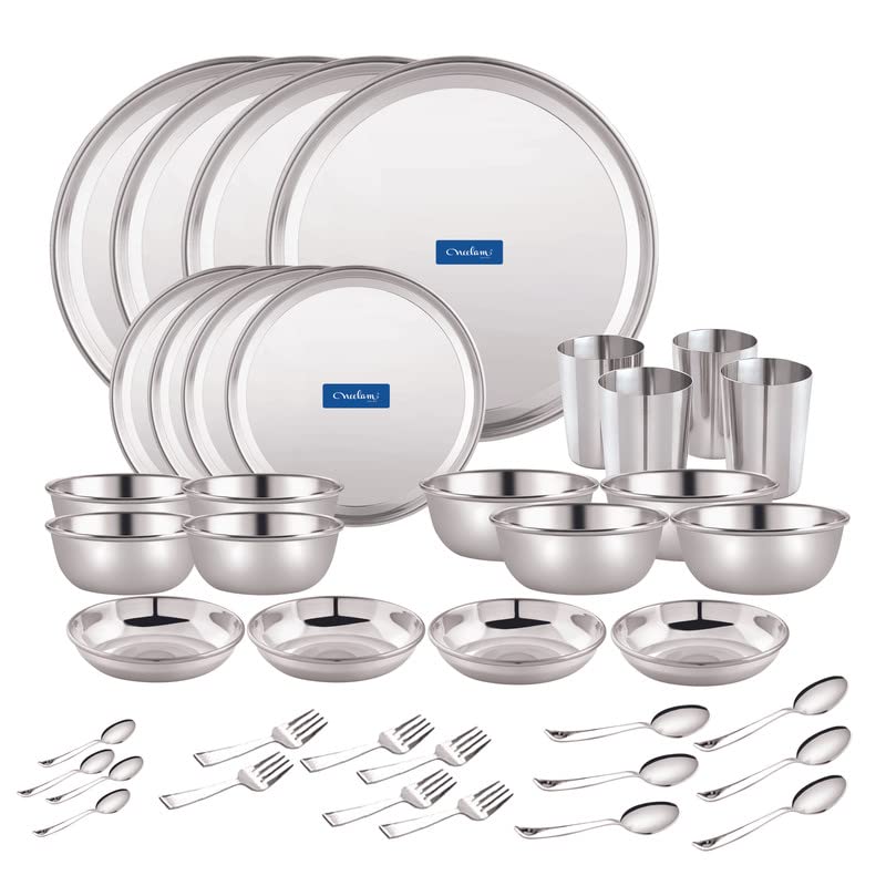 Neelam Stainless Steel Premium Dinner Set, 40 pcs, Silver : Amazon.in ...
