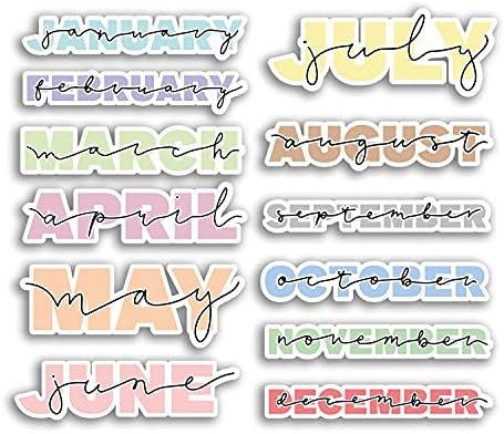 A5 Sticker Sheet Month Vinyl Stickers - Monthly Banner Pastel Scrapbook ...