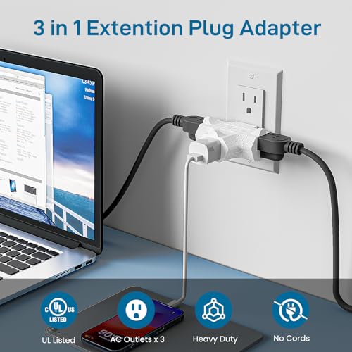 Snapklik.com : 3-Outlet Grounding Adapter, Kasonic UL Listed Plug ...