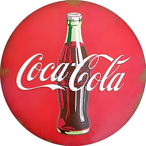 Amazon.com: Vintage Style Coca Cola Round Tin Sign, Retro Metal Round ...