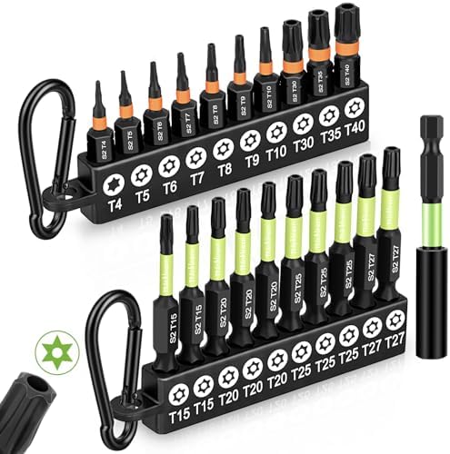 Impact Torx Bit Set, 20 Pcs 1"& 2" Tamper Proof Magnetic Screwdriver ...
