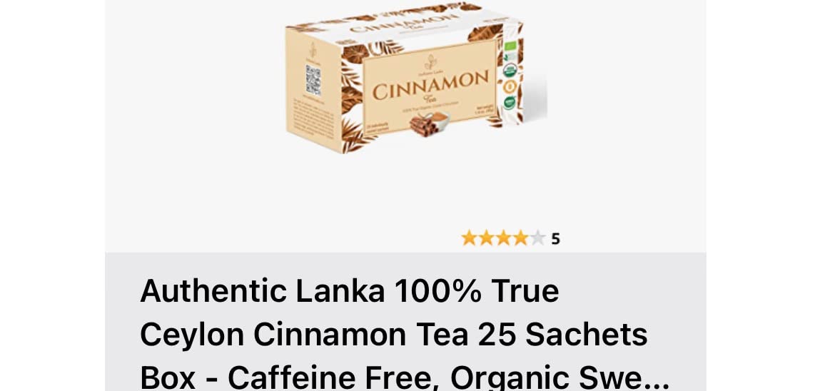 Amazon.com : Authentic Lanka 100% True Ceylon Cinnamon Tea 25 Sachets Box - Caffeine Free ...