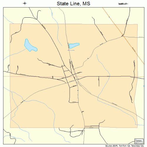Large Street & Road Map of State Line, Mississippi MS - Printed poster ...