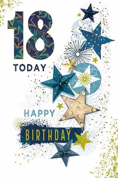 Paper Rose Male Age 18 Birthday Card for Men/Boys - Starry Milestone ...