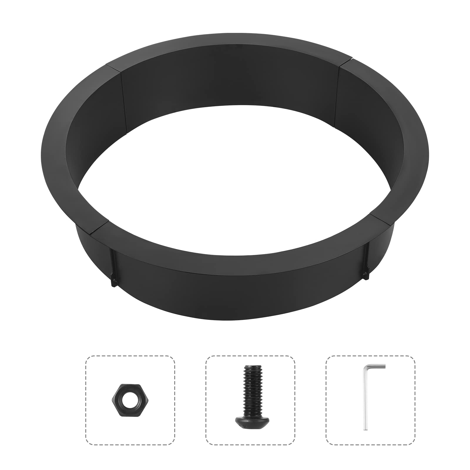 WSSEY Fire Pit Ring Outdoor 45'' Fire Liner 39'' Inner Wooden Burning ...