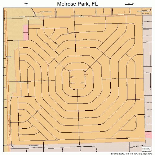 Large Street & Road Map of Melrose Park, Florida FL - Printed poster ...