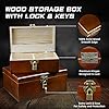 Amazon.com: Wooden Storage Box Decorative Boxes with Lock and Keys Set ...